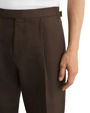 REISS Tapered Fit Buckle Adjuster Trousers - Chocolate