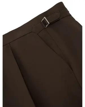 REISS Tapered Fit Buckle Adjuster Trousers - Chocolate