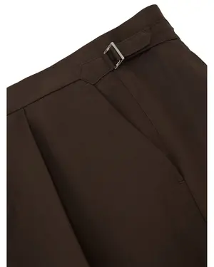 REISS Tapered Fit Buckle Adjuster Trousers - Chocolate