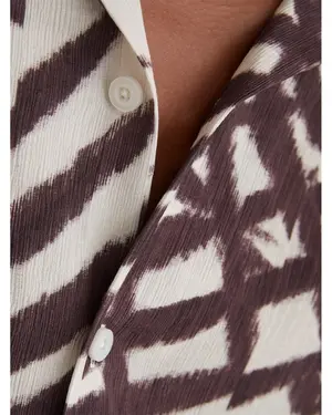 REISS Shindora Palm Print Cuban Collar Shirt