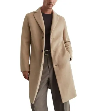 REISS Knight Epsom Wool Blend Coat - Oatmeal