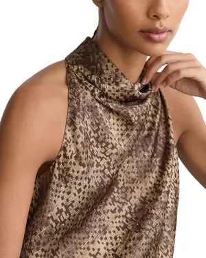 REISS Krissy Silk Cowl Neck Sleeveless Top
