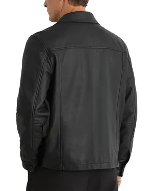REISS Ortega Leather Jacket - Black