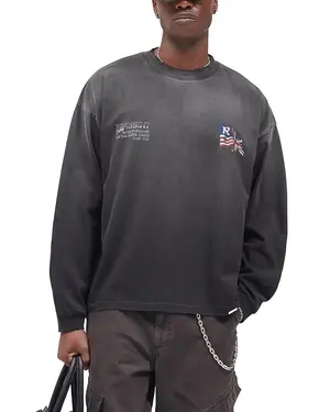 REPRESENT Eagle Flag Cotton Logo Graphic Crewneck Shirt