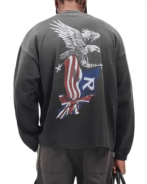 REPRESENT Eagle Flag Cotton Logo Graphic Crewneck Shirt