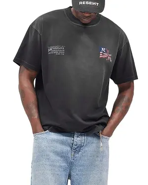 REPRESENT Eagle Flag Cotton Logo Graphic Crewneck T-shirt - Black
