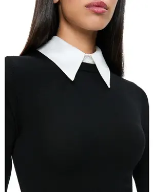 Alice + Olivia Porla Wool Stretch Collared Sweater