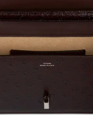 TOTEME T-lock Ostrich Embossed Leather Crossbody Bag