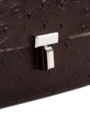 TOTEME T-lock Ostrich Embossed Leather Crossbody Bag