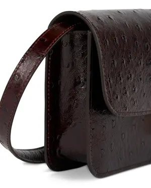 TOTEME T-lock Ostrich Embossed Leather Crossbody Bag