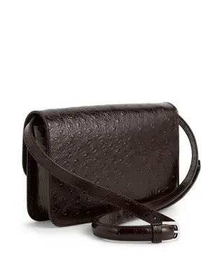 TOTEME T-lock Ostrich Embossed Leather Crossbody Bag