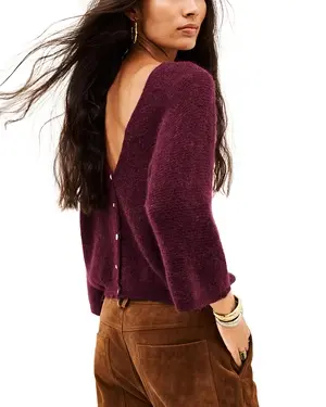 Ba&sh Isaac Reversible Cardigan Sweater - Burgundy