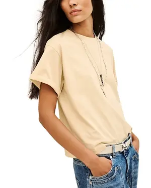 Ba&sh Rosie Crewneck Cotton Tee - Greige