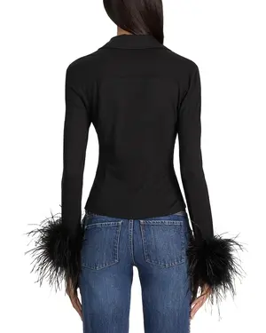 Alice + Olivia Freya Fitted Feather Cuff Shirt