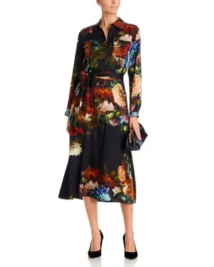 Elie Tahari The Kataleya Silk Blend Belted Shirt Dress