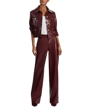 Alice + Olivia Alex Faux Leather Boxy Jacket - Cognac