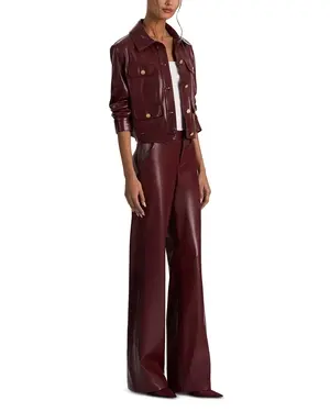 Alice + Olivia Alex Faux Leather Boxy Jacket - Cognac