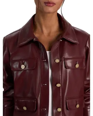 Alice + Olivia Alex Faux Leather Boxy Jacket - Cognac