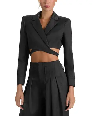Alice + Olivia Leone Wool Stretch Wrap Blazer