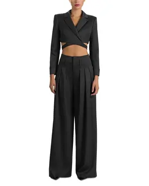 Alice + Olivia Leone Wool Stretch Wrap Blazer