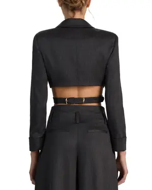 Alice + Olivia Leone Wool Stretch Wrap Blazer