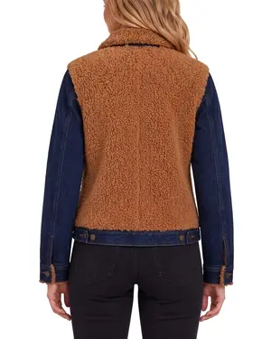 LIVERPOOL Faux Fur Trim Denim Jacket