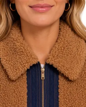 LIVERPOOL Faux Fur Trim Denim Jacket