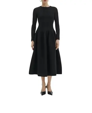 MALINA Elona Voluminous Knitted Midi Dress