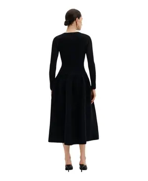 MALINA Elona Voluminous Knitted Midi Dress