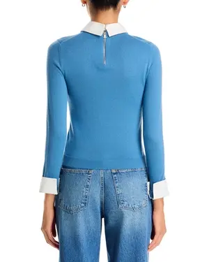 Alice + Olivia Porla Wool Stretch Collared Sweater
