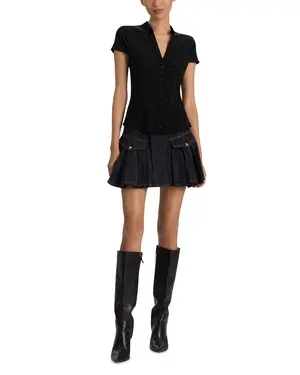 Alice + Olivia Freya Fitted Cap Sleeve Shirt