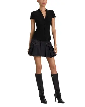 Alice + Olivia Freya Fitted Cap Sleeve Shirt