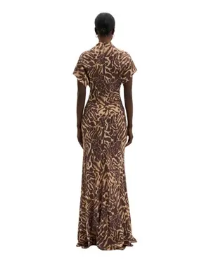 MALINA Alivia Short Sleeve Satin Maxi Dress