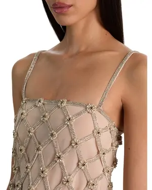 Alice + Olivia Giada Cotton Embellished Cropped Top