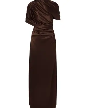 MALINA Cassia Draped Fitted Maxi Dress
