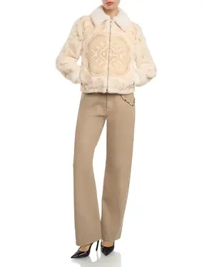 Casablanca Logo Print Faux Fur Jacket - Fur Carpet