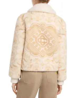 Casablanca Logo Print Faux Fur Jacket - Fur Carpet