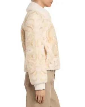 Casablanca Logo Print Faux Fur Jacket - Fur Carpet