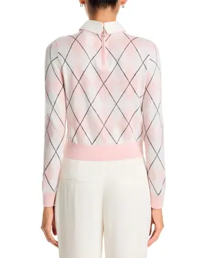 Alice + Olivia Carolann Wool Blend Collared Sweater - Blush Multi