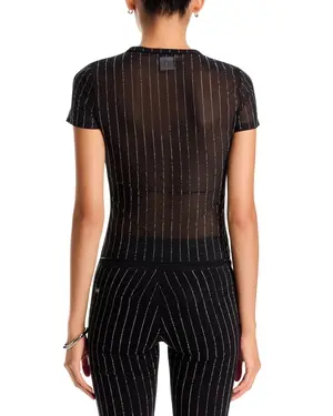 Alice + Olivia Tess Embellished Short Sleeve Tee