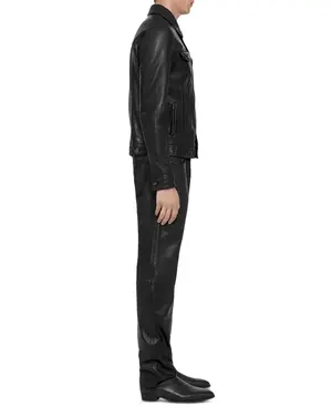 ALLSAINTS Chaiyo Leather Slim Fit Trucker Jacket