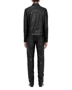 ALLSAINTS Chaiyo Leather Slim Fit Trucker Jacket