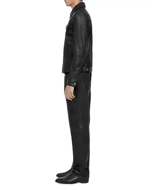 ALLSAINTS Chaiyo Leather Slim Fit Trucker Jacket