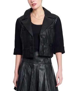 Central Park West Quinn Cropped X Sweater Jacket - Black