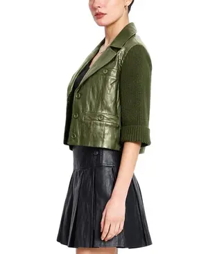 Central Park West Quinn Cropped X Sweater Jacket - Olive Green