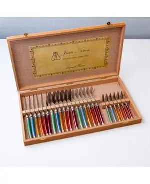 LAGUIOLE Flatware Set In Wood Presentation Box, Set Of 24