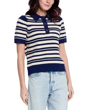 Central Park West Birch Striped Puff Sleeve Sweater