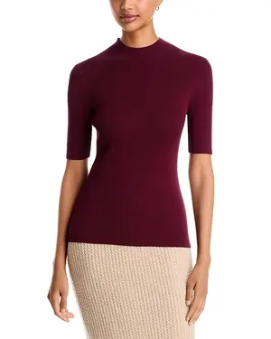 Lafayette 148 New York Ribbed Mock Neck Sweater