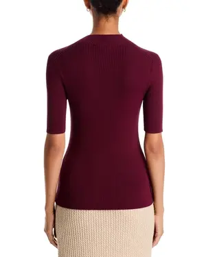 Lafayette 148 New York Ribbed Mock Neck Sweater