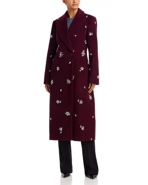 Simkhai Gianni Rhinestone Embellished Coat - Oxblood